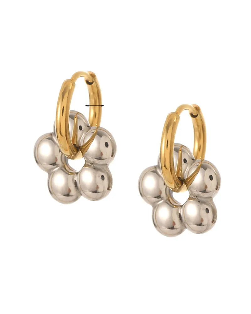 Fleur Hoop Earrings with Silver Flower Bead – Greenwood Designs Wholesale