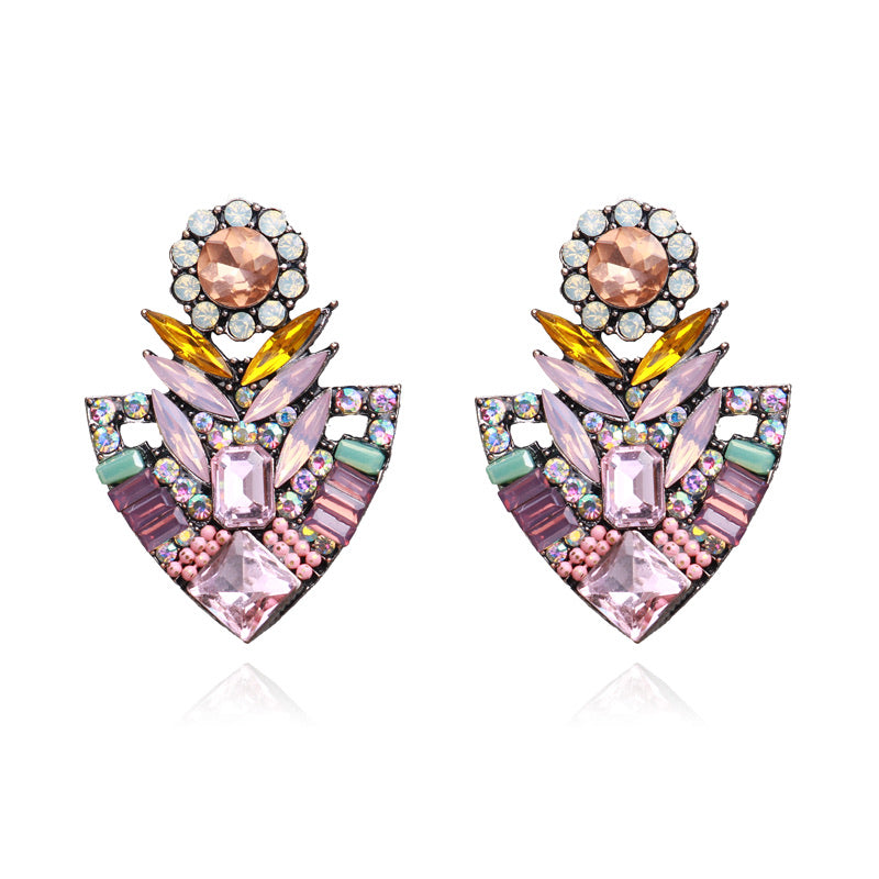 Vera V Shaped Earrings with Pastel Crystals – Greenwood Designs Wholesale